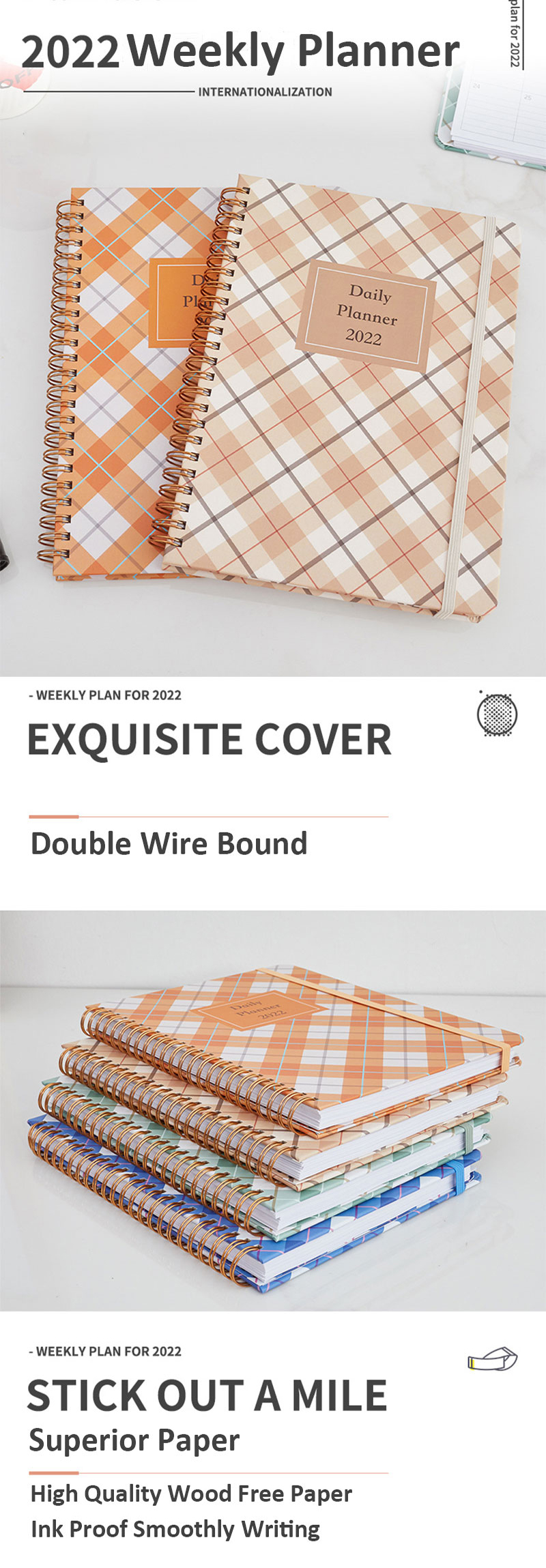 Paper Hardcover Gold Wire Binding Planner - Full Color Print
