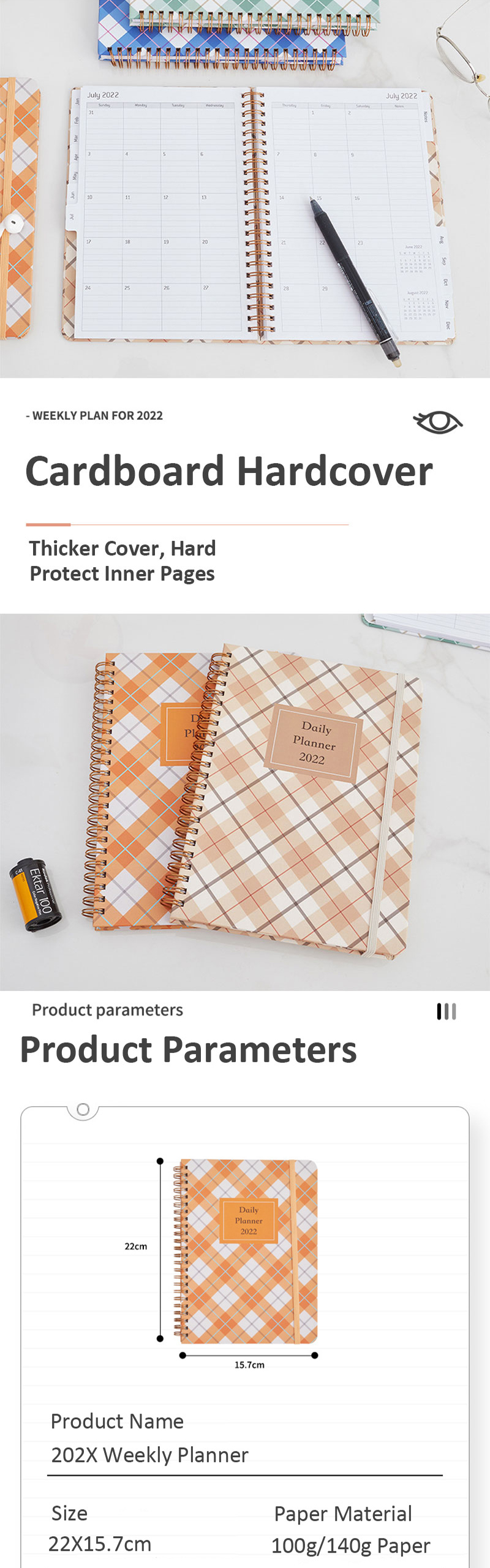 Paper Hardcover Gold Wire Binding Planner - Full Color Print