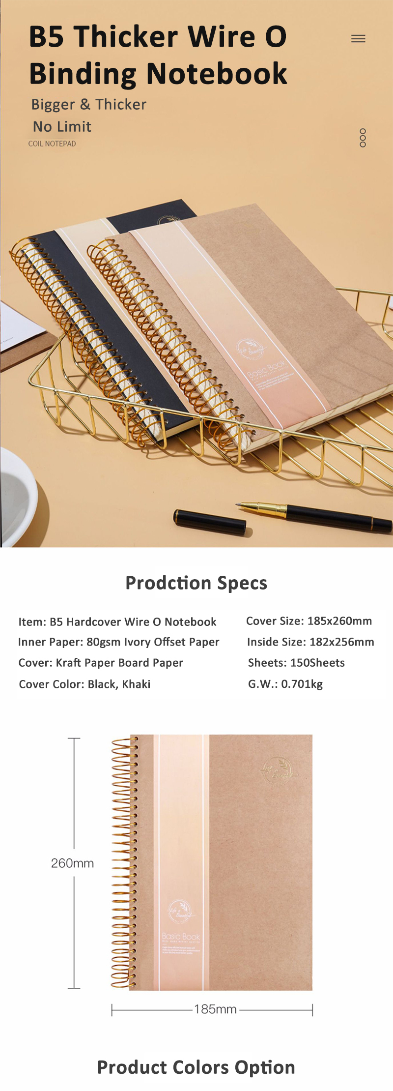 Spiral binding b5 size custom notebook print - Full Color Print