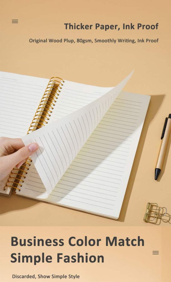 Spiral Binding Gold Wire Paper Belt Notebook Custom Printable - Full ...