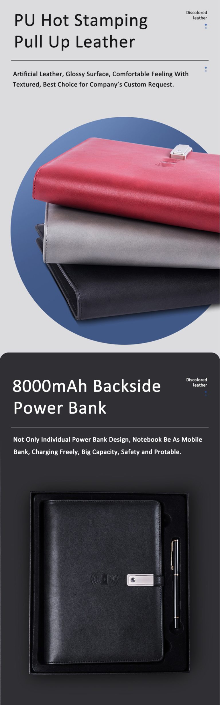 Wireless charging powerbank custom notebook - Full Color Print