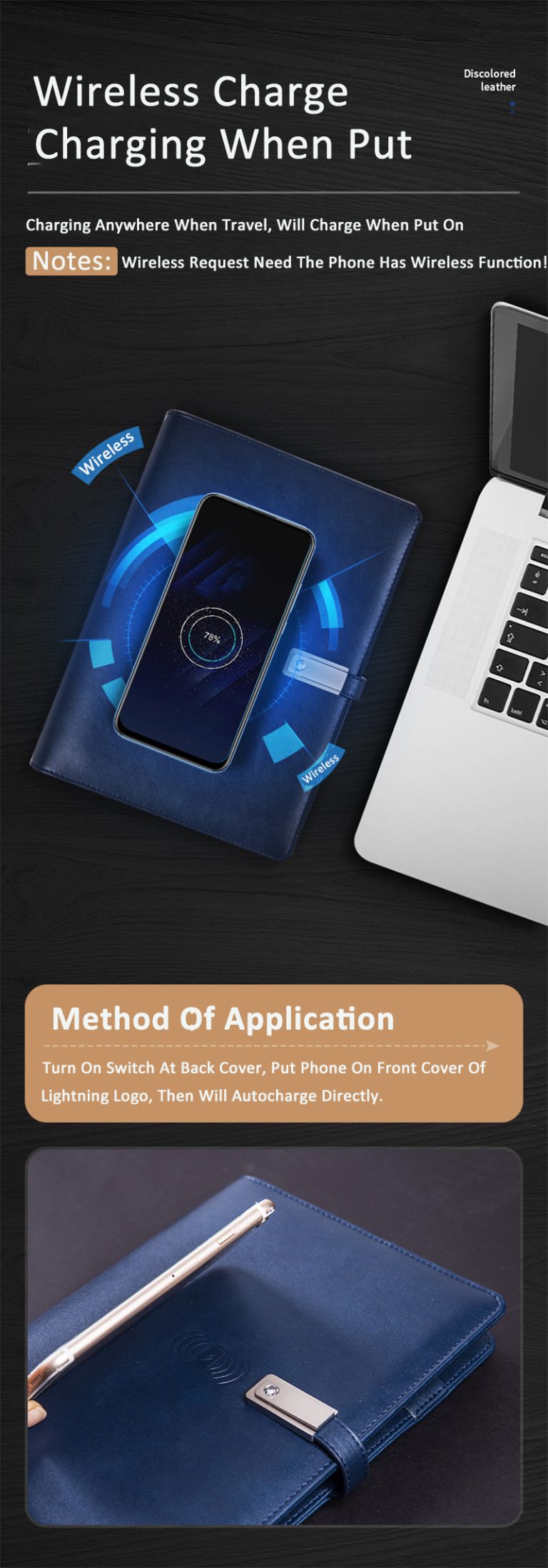 Wireless charging powerbank custom notebook - Full Color Print