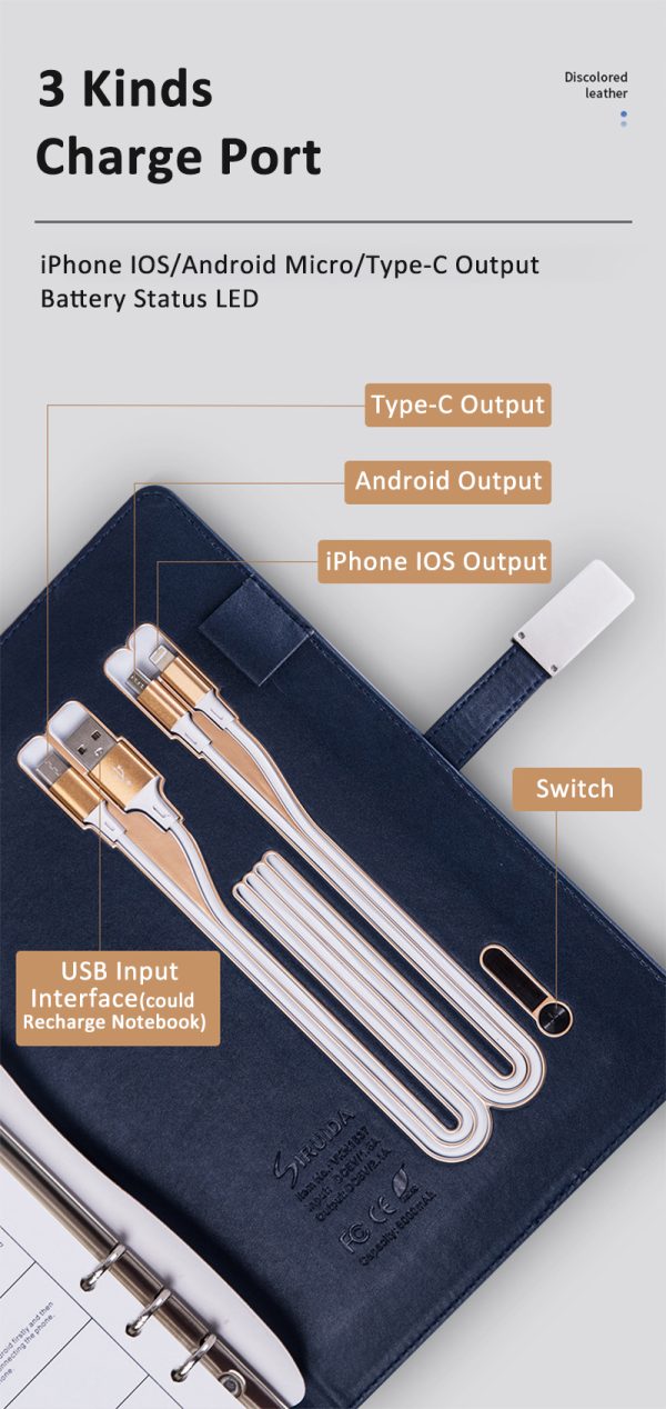 Wireless charging powerbank custom notebook - Full Color Print