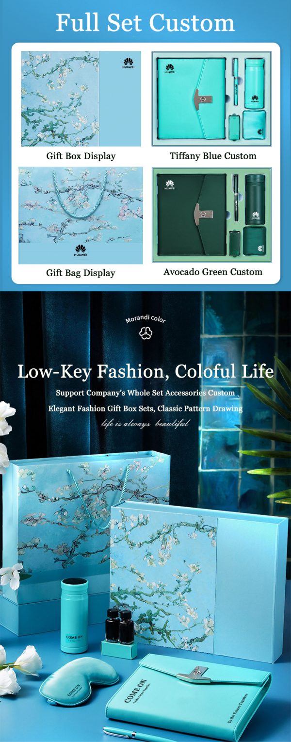 Tiffany Blue Custom Leather Powerbank Notebook Box Set Ink - Full Color ...