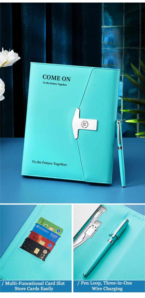 Avocado Green Leather Notebook Custom Printable Power Bank - Full Color ...