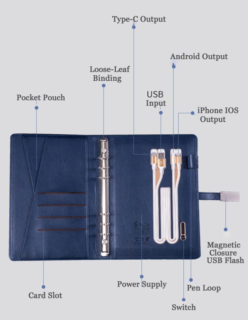 Wireless charging powerbank custom notebook - Full Color Print