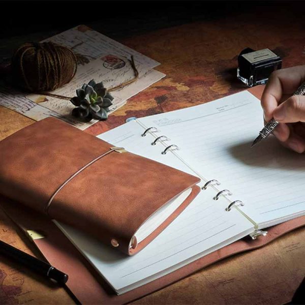 A5 Soft Cover Black Leather Spiral Binding Refillable Pages Companies ...