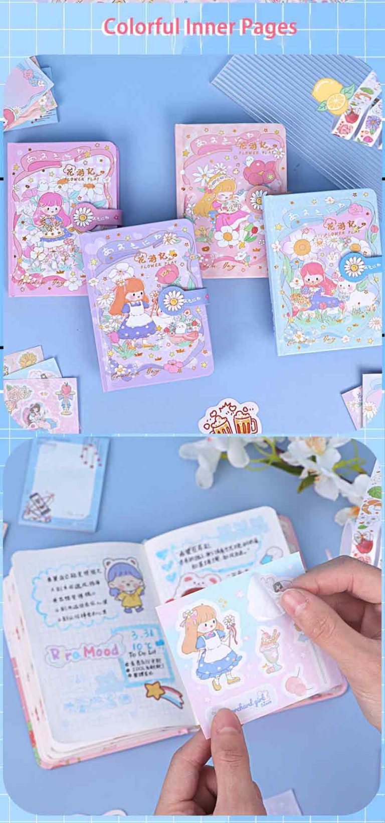 Custom Stationery Notebook Sets With Stickers Tape Pad - Full Color Print