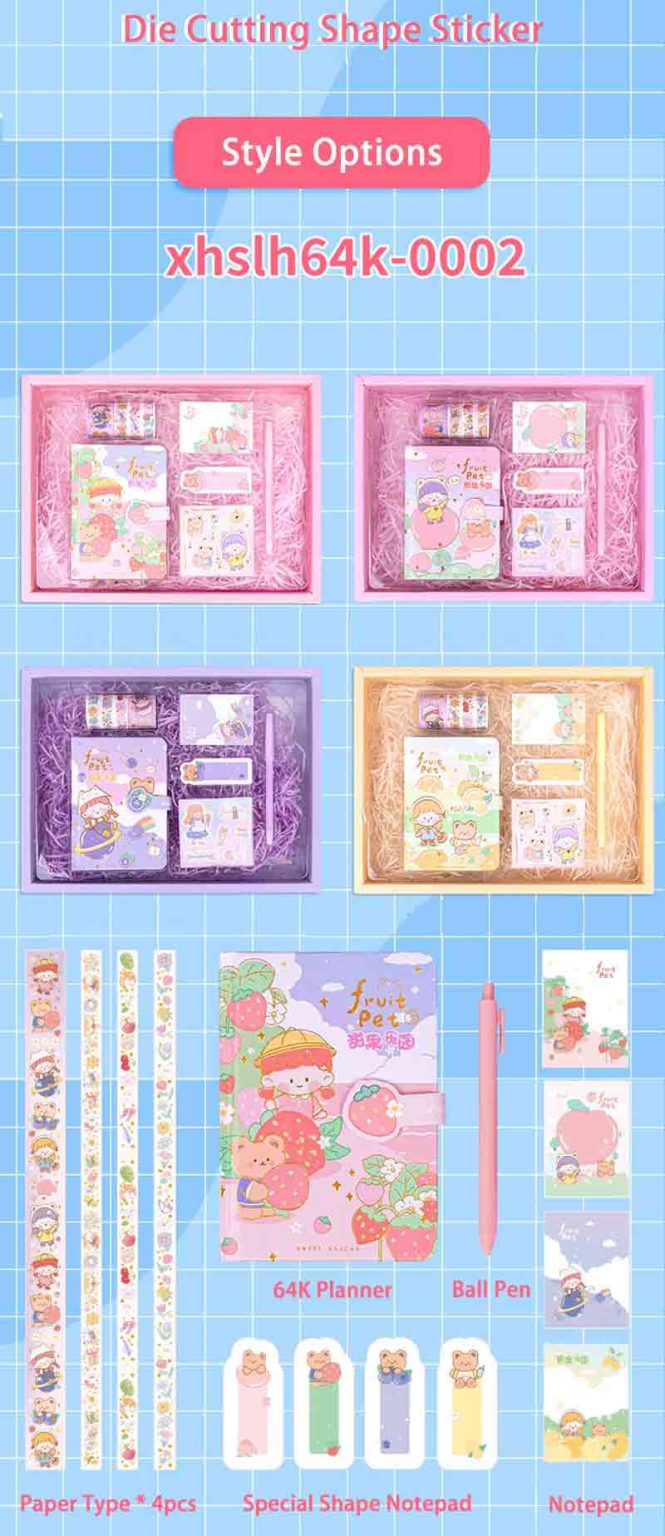 Custom Stationery Notebook Sets With Stickers Tape Pad - Full Color Print