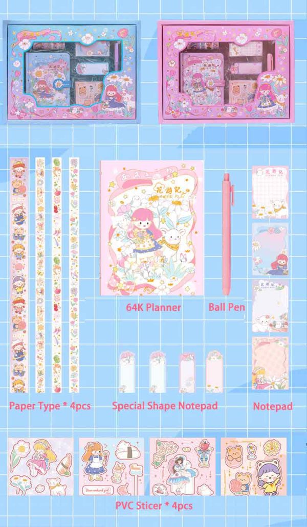 Custom Stationery Notebook Sets With Stickers Tape Pad - Full Color Print
