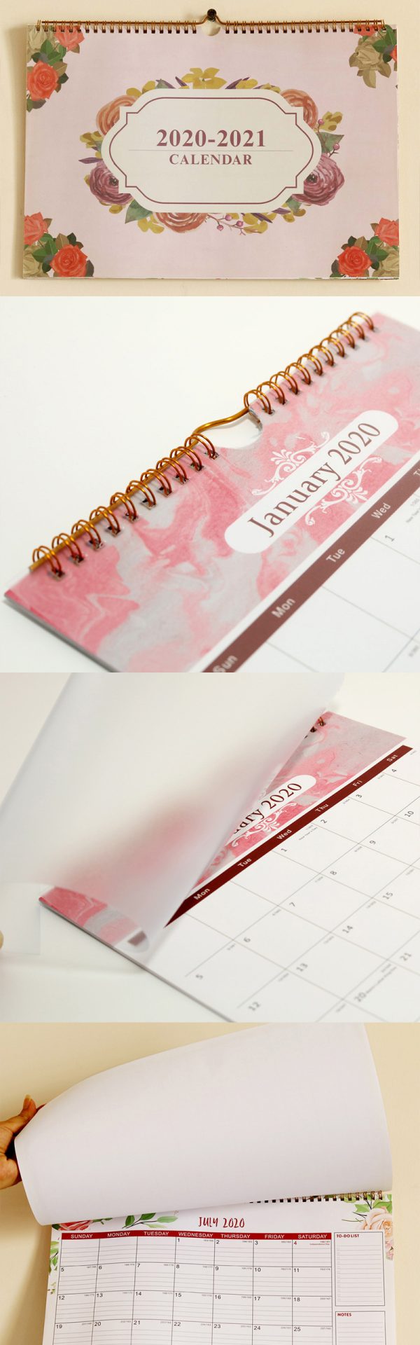 Pink Design Spiral Binding Customized Calendar Printable 2023 - Full ...