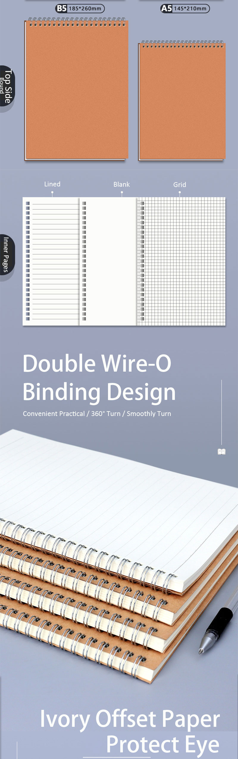 Spiral Binding A4 Kraft Paper Cover Customized Notebook Companies ...