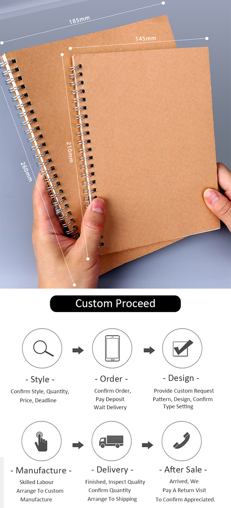 Spiral Binding A4 Kraft Paper Cover Customized Notebook Companies ...