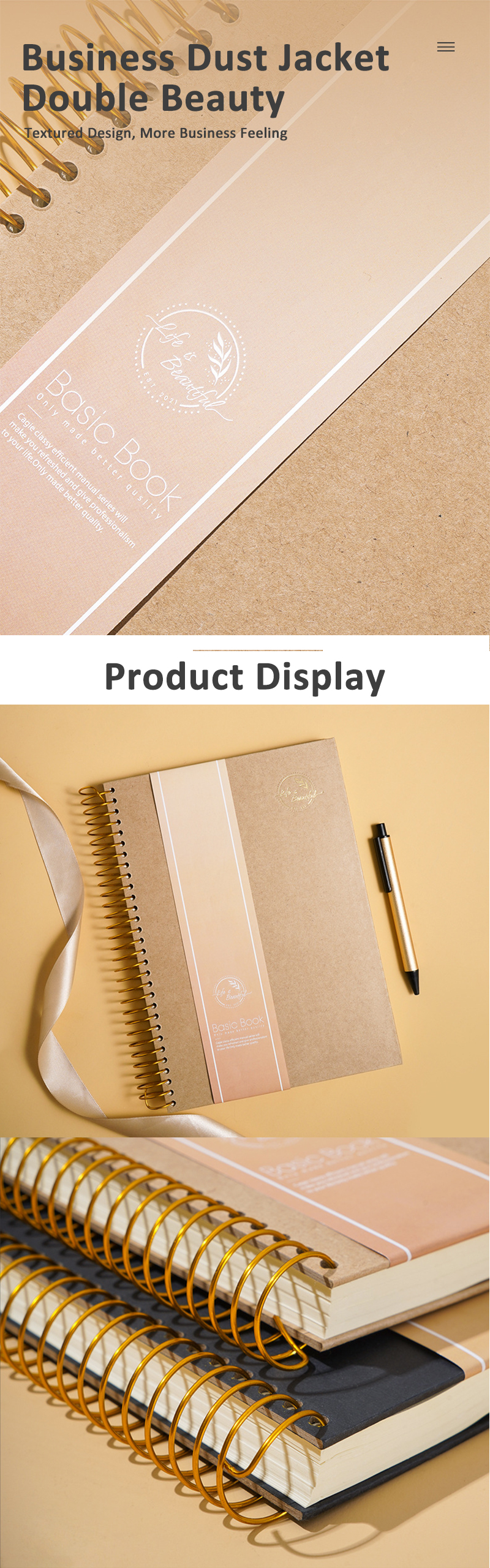 Spiral Binding Gold Wire Paper Belt Notebook Custom Printable - Full ...
