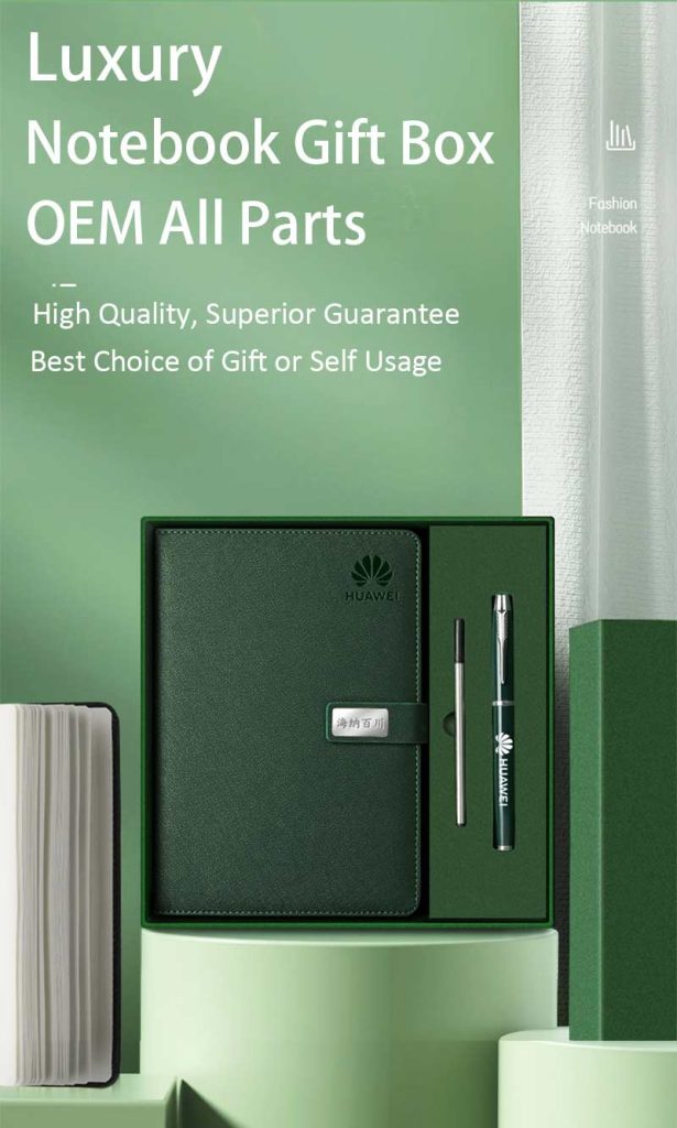 Green Leather Hardcover Notebook Paper Box Sets Customized Logo - Full ...