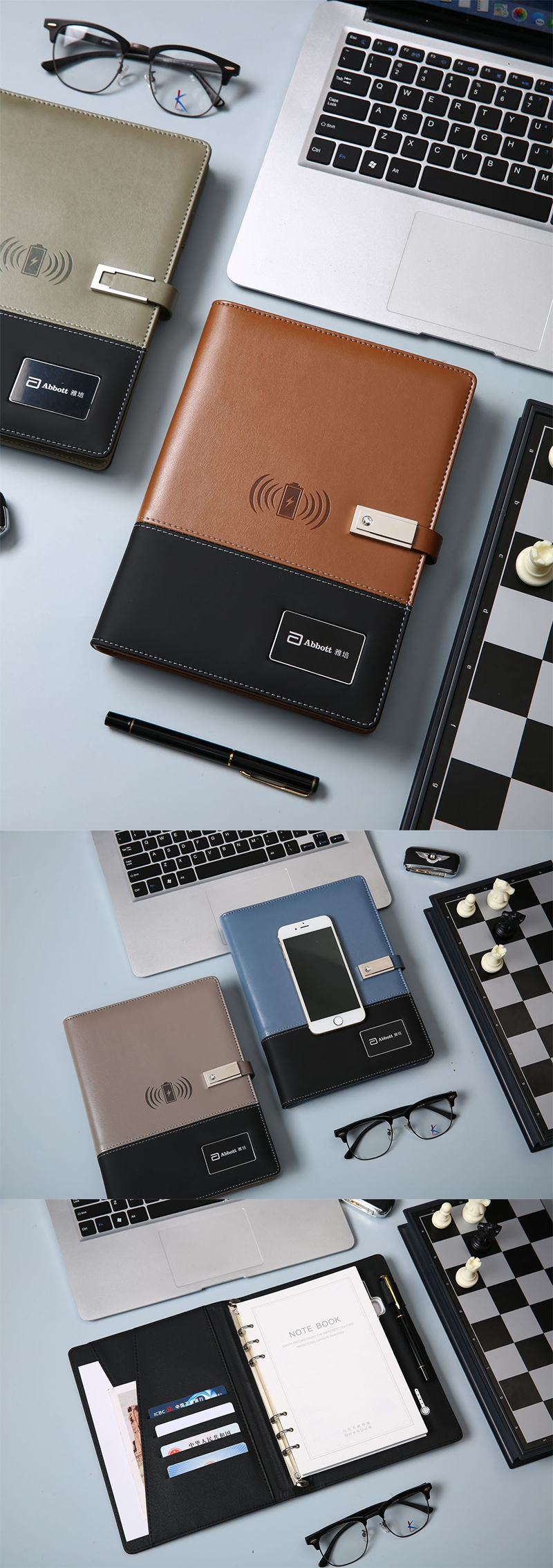 Custom Leather Powerbank Notebook Print With Refillable Pages - Full ...