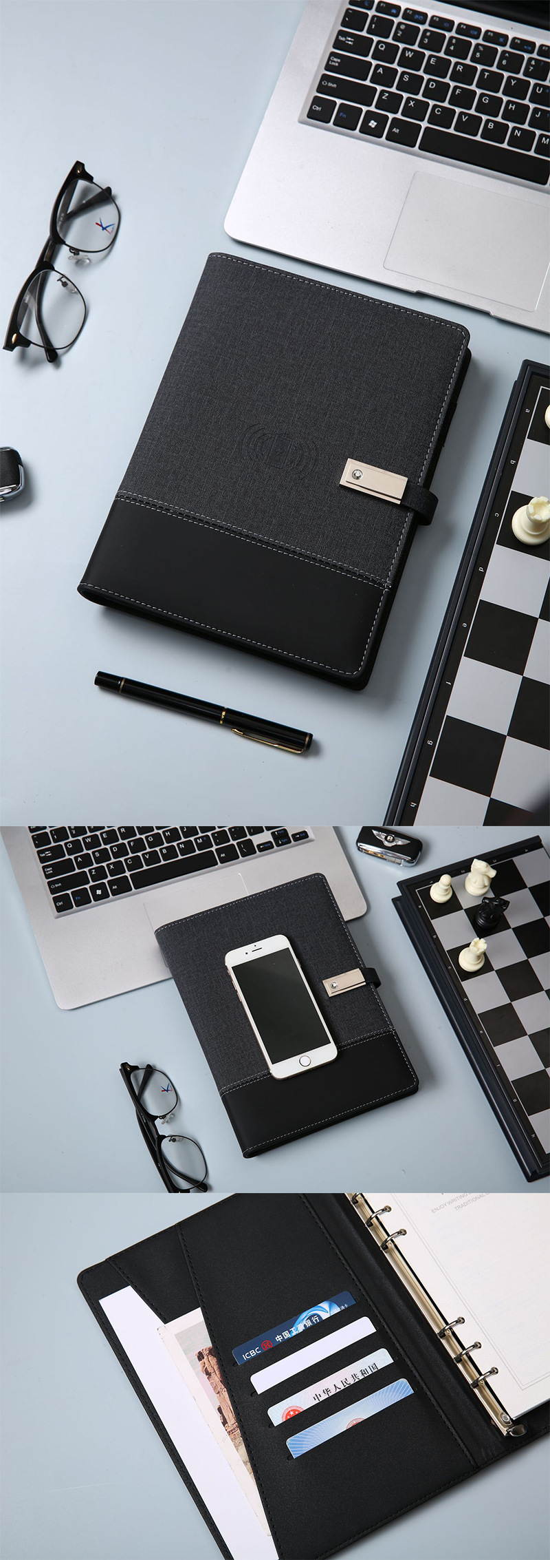 Custom Leather Powerbank Notebook Print With Refillable Pages - Full ...