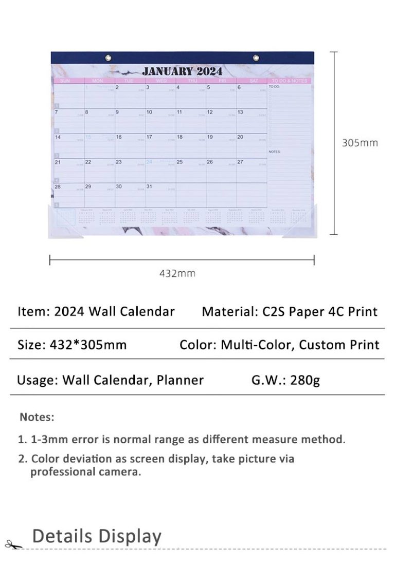 2025 Wall Calendar Note Pad Custom Printing - Full Color Print