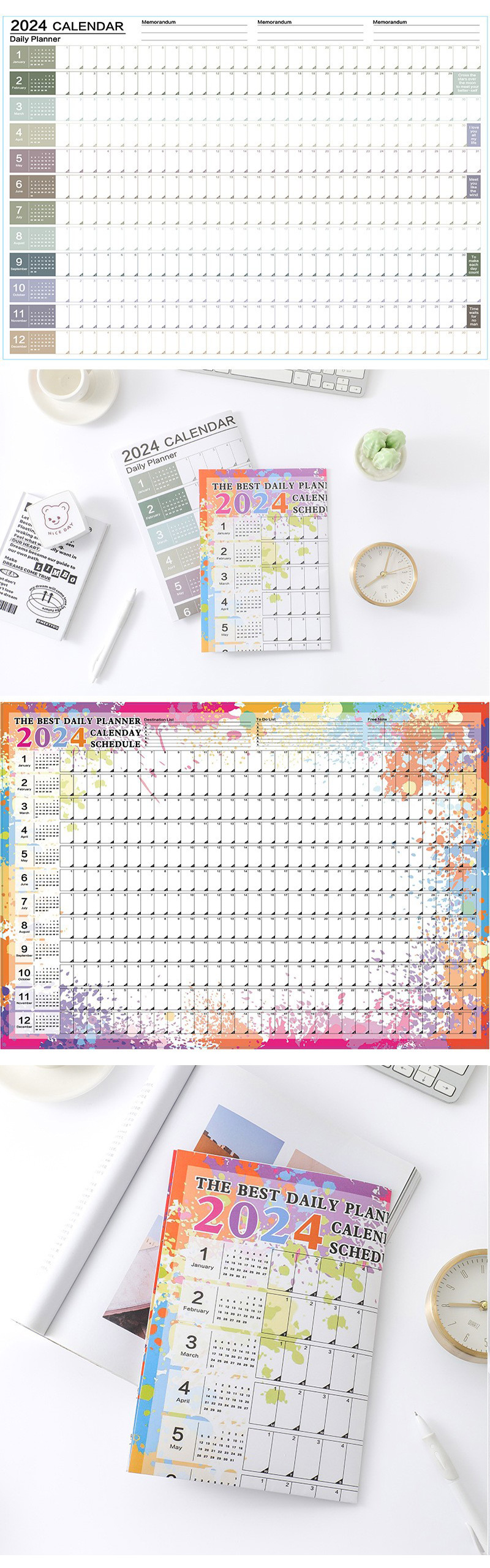 List 365 Days Daily Notes Custom Calendar - Full Color Print